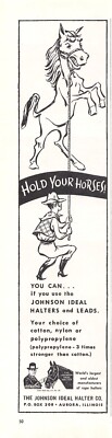 Johnson Ideal Halter Co Hold Your Horses Rope & Tack Aurora IL Vtg Mag ...