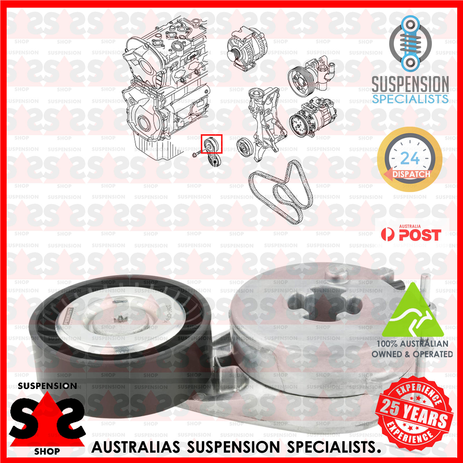 Belt Tensioner, V-Ribbed Belt Suit VW Amarok (2Ha, 2Hb, S1B, S6B, S7A ...