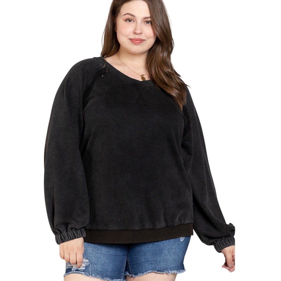 POL Black French Terry Oversized Sweatshirt 3X NEW | eBay