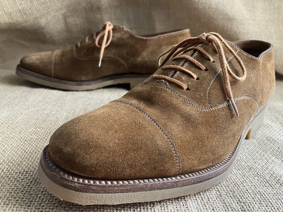 J.M. WESTON 300 Brown Suede Leather Cap Toe Oxford Shoes J.M. WESTON 300 Brown Suede Leather Cap Toe Oxford Shoes