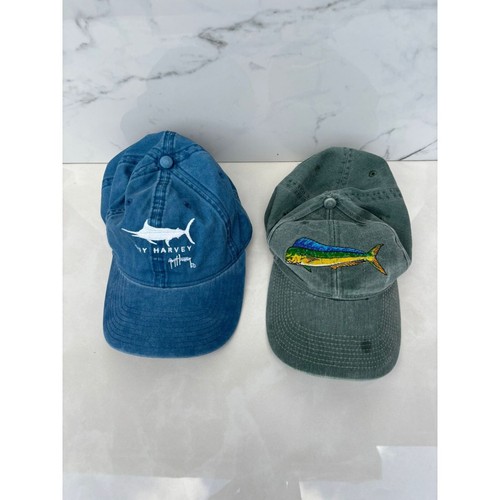 Just Hook Em Collections Set of 2 Fishing Hats Blue and Moss Green 1 Sz ...