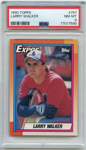 PSA 8 Larry Walker 1990 Topps #757 RC Rookie Card HOF Expos Set ...