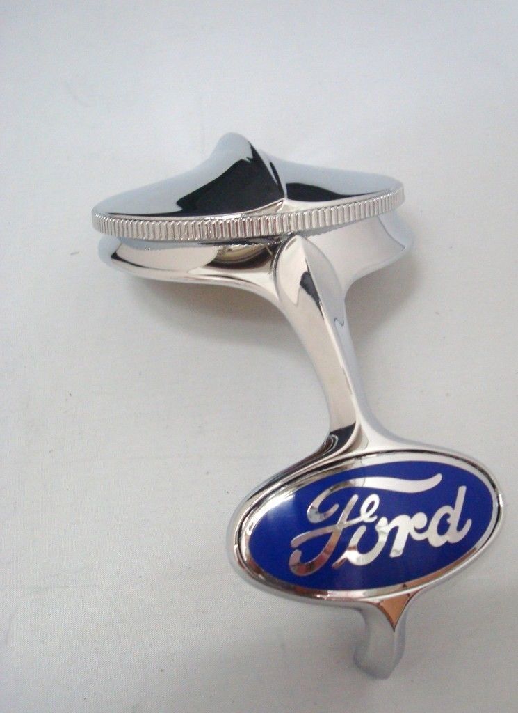 1932 Ford Radiator Grille Shell Chrome Ornament & Rad Cap + Blue Emblem ...