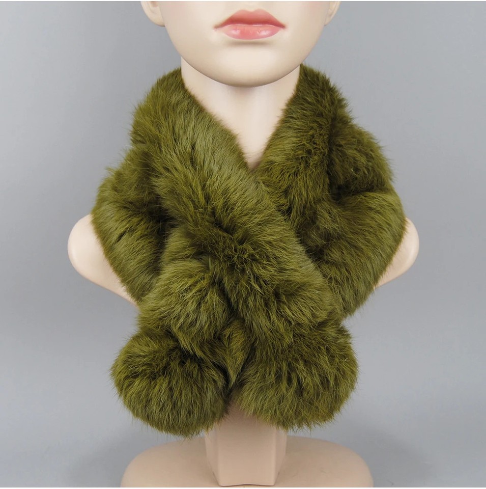 Winter Scarf Scarves Fuzzy Women Pompoms Fashion Real Rabbit Fur Soft ...