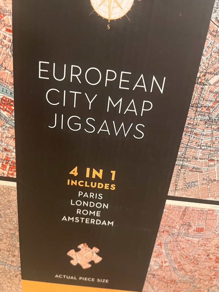 European City Map Jigsaw Puzzles 4 X 1000 Pieces Paris Rome Amsterdam ...