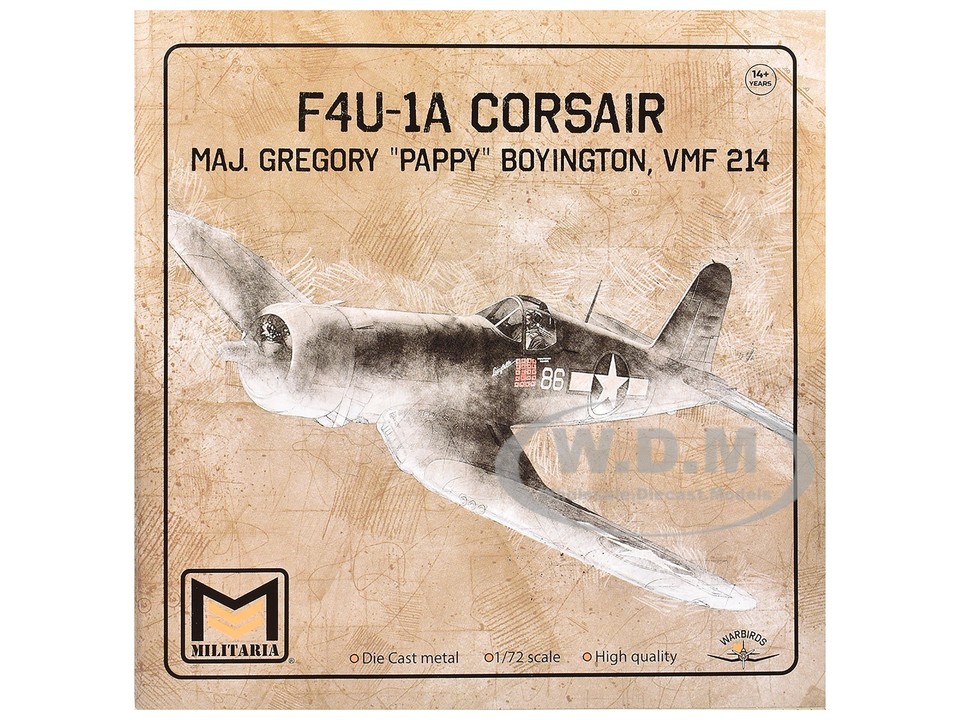 VOUGHT F4U-1A CORSAIR AIRCRAFT "PAPPY" USMC 1/72 MODEL BY MILITARIA ...