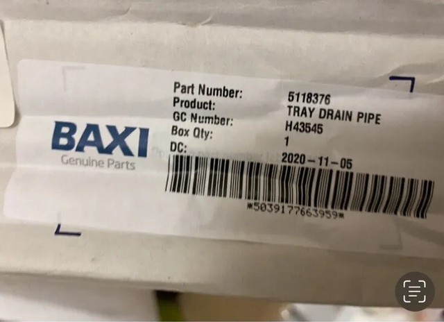 BAXI MEGAFLO HE A SYSTEM LPG 18 & 28 & 32 SPARES KIT TRAY DRAIN PIPE ...