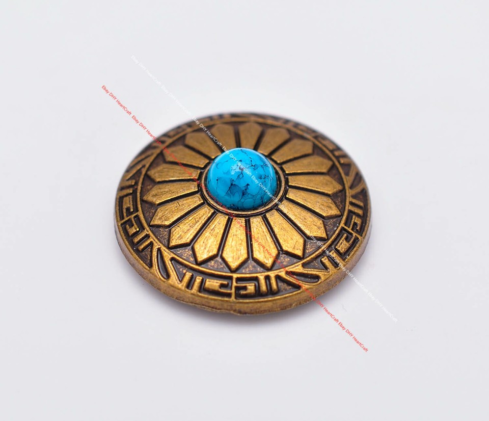 10X Brass Sun Flower Leathercraft Turquoise Concho Snap Button ...
