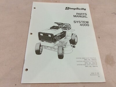 SIMPLICITY PARTS MANUAL SYSTEM 4000 TP-228 | eBay