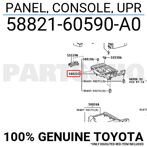 5882160590A0 Genuine Toyota PANEL, CONSOLE, UPR 58821-60590-A0 | eBay