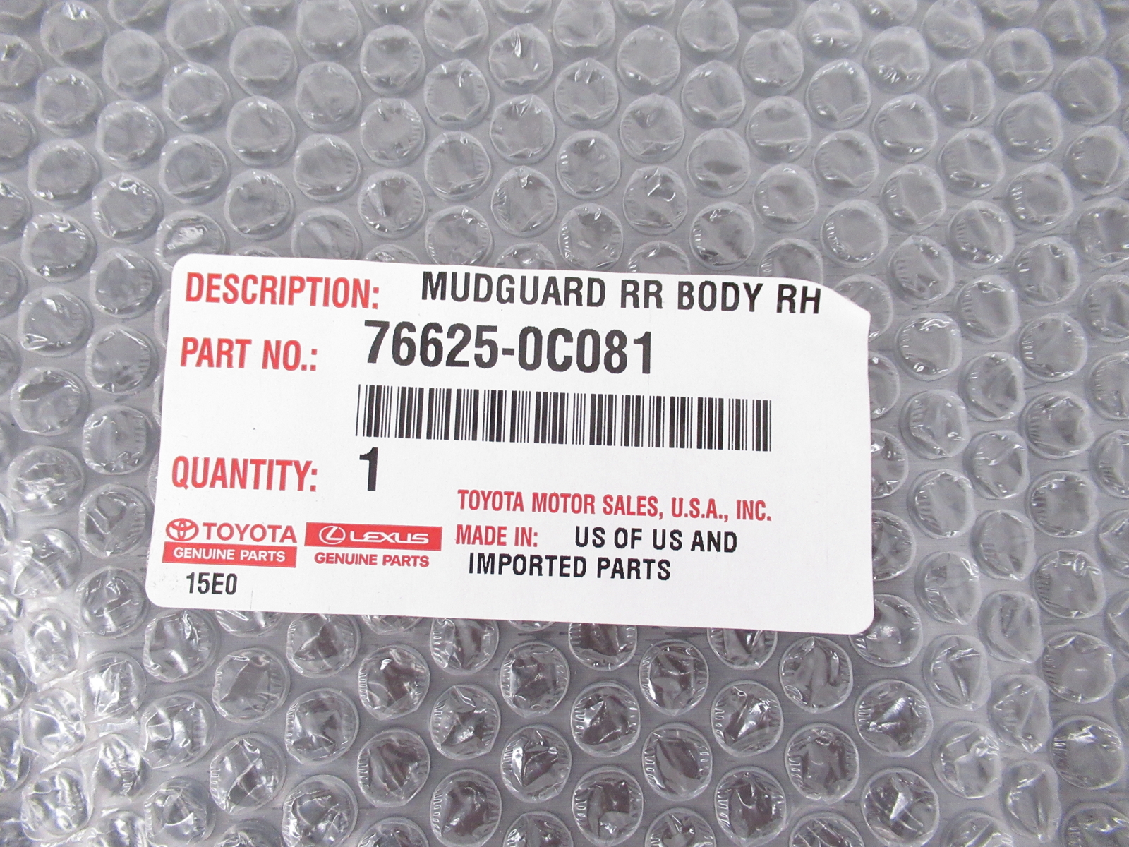 Genuine OEM Toyota 76625-0C081 Passenger Rear Mud Flap Splash Guard 14 ...