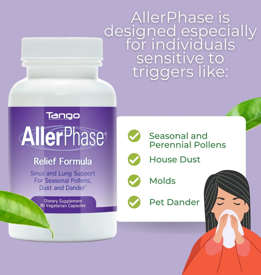 AllerPhase Natural Herbal Sinus and Lung Relief Supplement for Seasonal ...