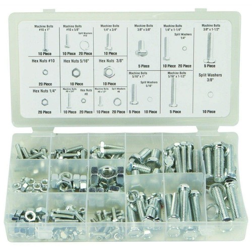 240 PC Piece SAE Standard Size NUT and Bolt Screw Assortment Hardware ...