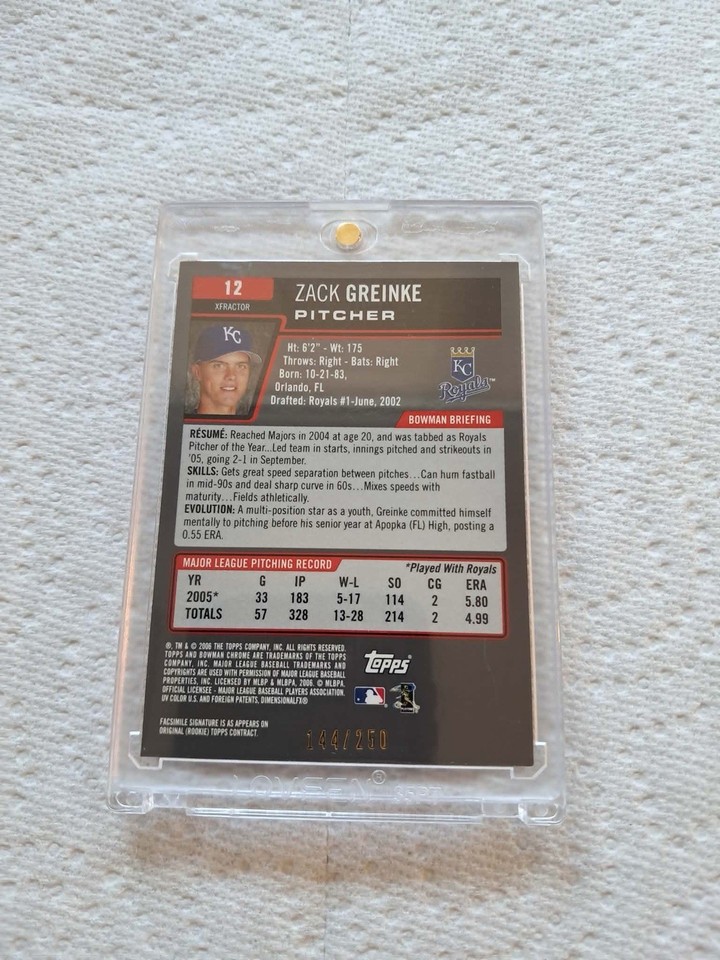 2006 Topps Zack Greinke Baseball Card Kansas City Royals | eBay