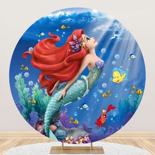 Round Ariel Little Mermaid Under The Sea Birthday Backdrops Party ...