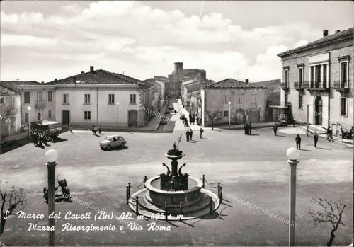 ai133 cartolina s.marco dei cavoti piazza risorgimento e via roma ...