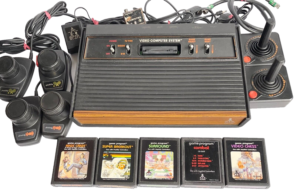 VINTAGE ATARI VIDEO COMPUTER SYSTEM CONSOLE BUNDLE WITH 6 CONTROLLERS ...