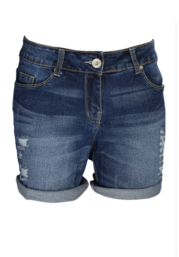 Ladies Denim Shorts Boyfriend Stretch Ripped Roll Up Distressed Fit ...