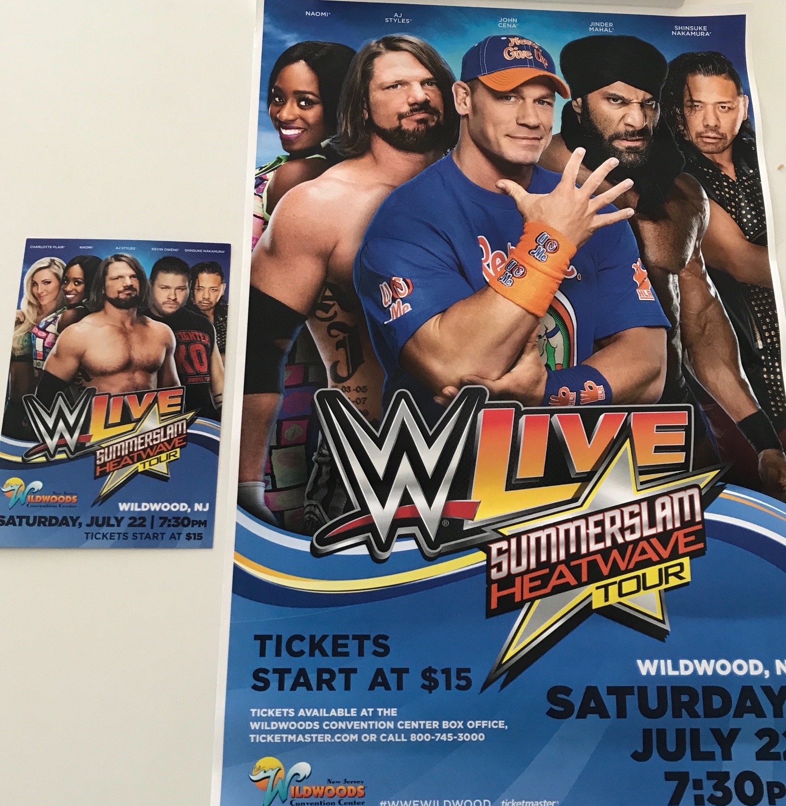 WWE Live Event Promo Poster 7/22/17 Wildwood, NJ John Cena AJ Styles ...