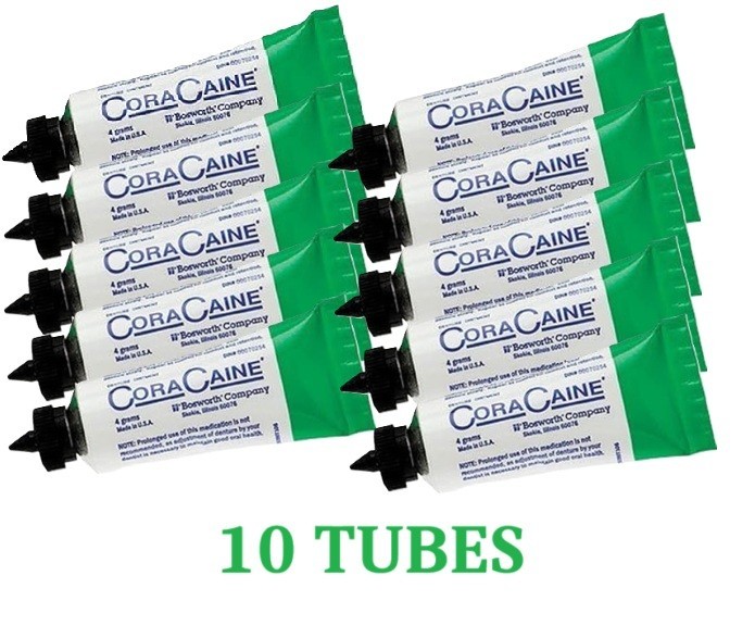 10 Pcs Cora-Caine Topical Anesthetic Denture Pain-Relieving Adhesive ...