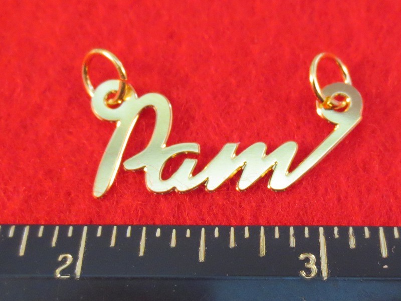 14KT GOLD PLATED "PAM" PERSONALIZED NAMEPLATE WORD CHARM PENDANT 6317 ...