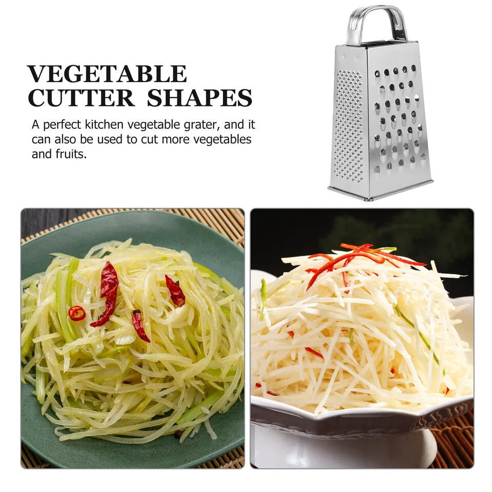 Kitchen Stainless Steel 4-Sided Box Food Grater Vegetable Cheese Slicer ...