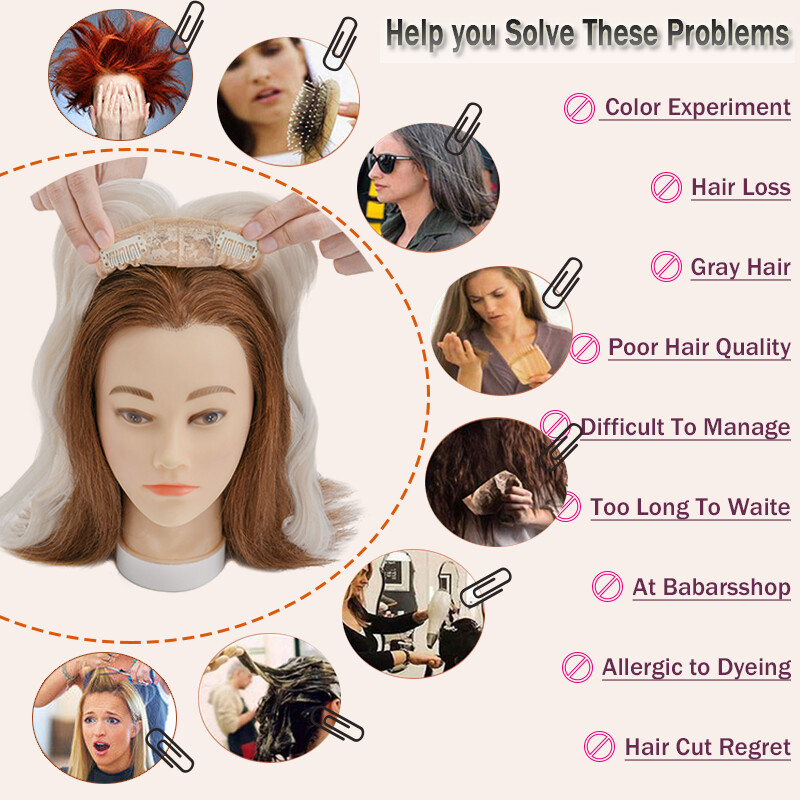 Full Head Cover Real As Human Hair Topper Toupee Hairpiece Clip in ...