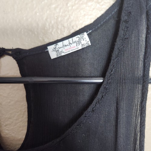 Free People Intimately Womens Black Gauze Keyhole Flowy Keyhole Tank |M ...