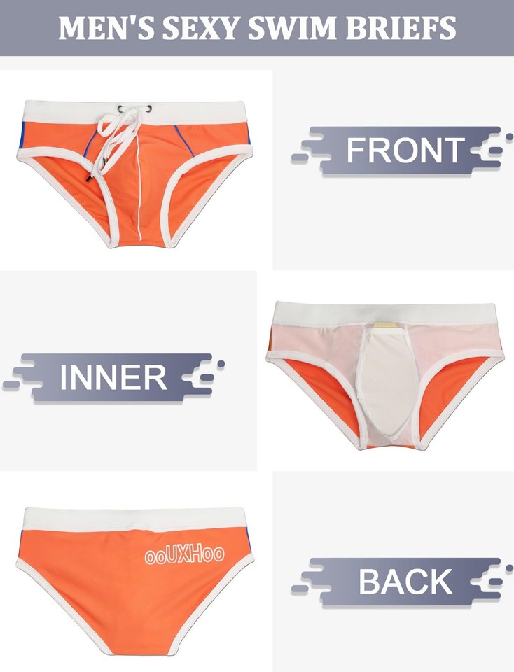 Men's Low Rise Bikini Swimwear Cheeky Briefs Sports Shorts Swim Trunks ...