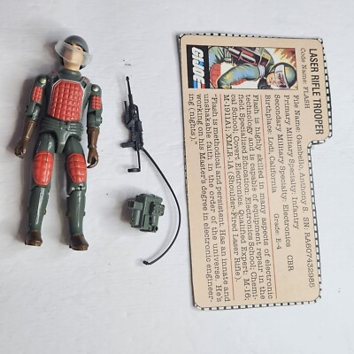 1982 Gi Joe 3.75" Flash V1 Laser Rifle Straight Arm Figure Complete w ...