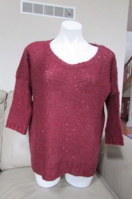 Kikit Women's Size med burgundy red sequin holiday pullover SLOUCH ...