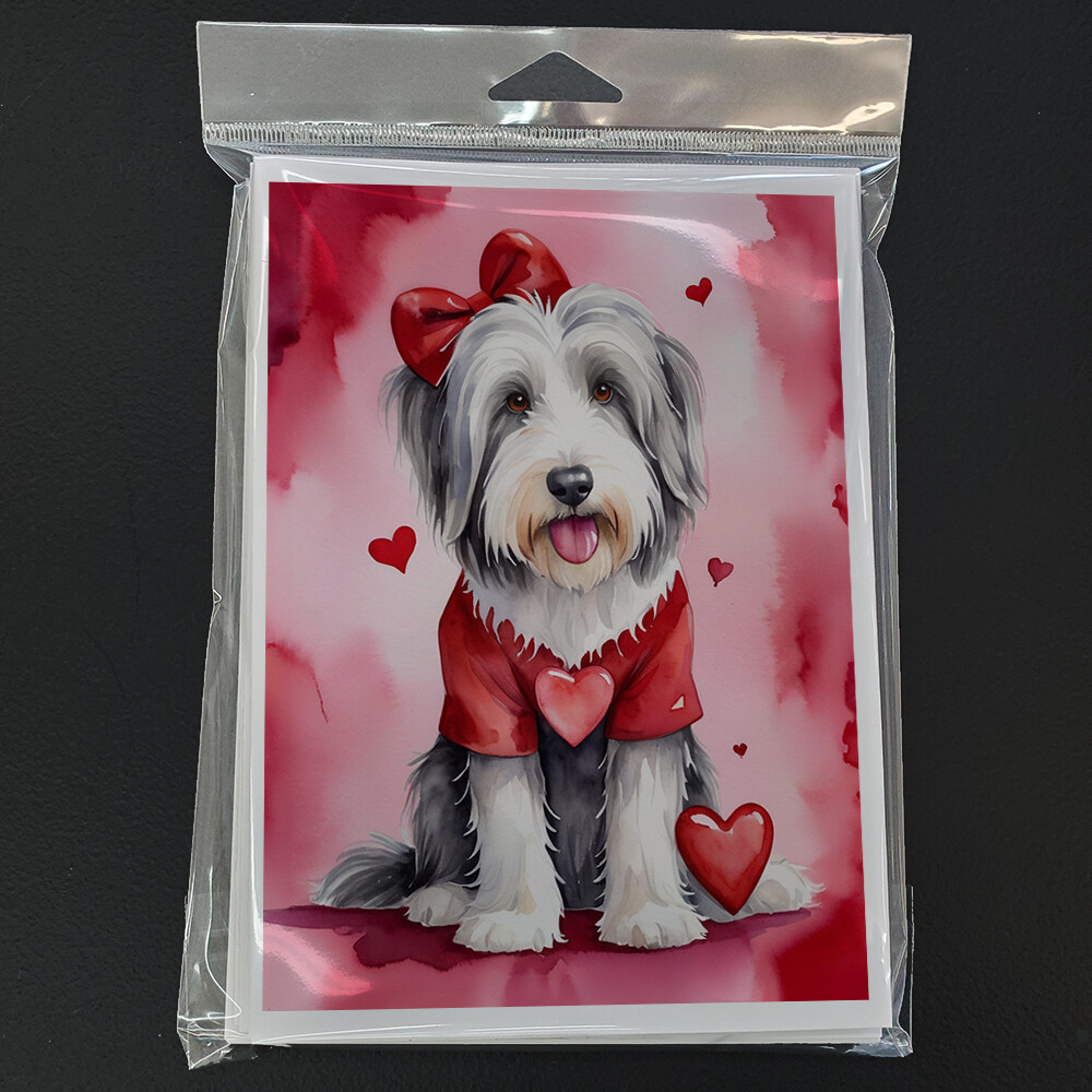 Bearded Collie My Valentine Greeting Cards Envelopes Pack of 8 ...