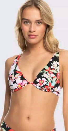 ROXY BIKINI SET BNWT SIZE L 12 U/WIRE BRA CHEEKY BLACK TROPICAL TIE SIDE RRP$120 | eBay