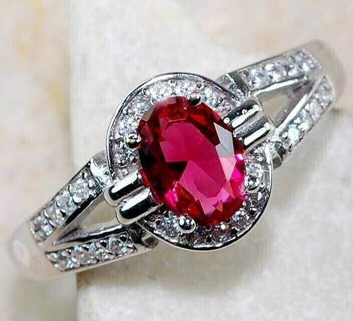 2CT Treated Ruby & White Topaz 925 Sterling Silver Ring Sz 6 UB4-2 | eBay