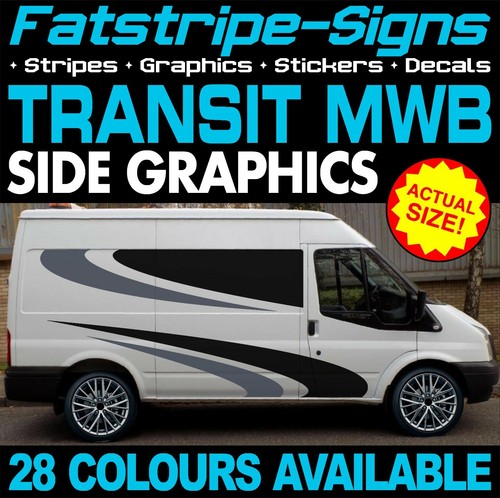 to fit FORD TRANSIT MWB GRAPHICS STICKERS STRIPES DECALS M SPORT MK6 ...