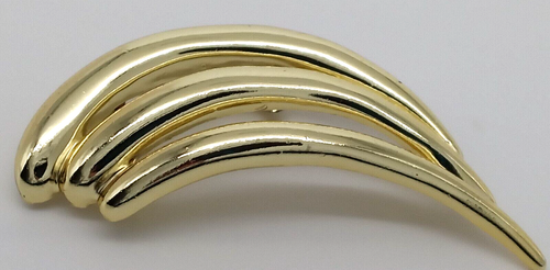 Piscitelli Brooch Pin MCM Modernist Waves Gold Tone Metal Retro Vintage ...