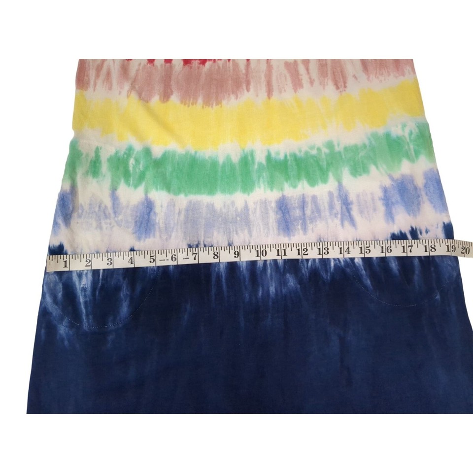 Lands End Shift Dress Womens XS Sleeveless Pockets Cover Up Rainbow Tie ...