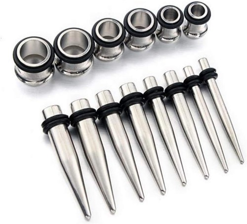 36PCS Ear Gauge Stretching Kit Stainless Steel Tapers and Plugs Set ...