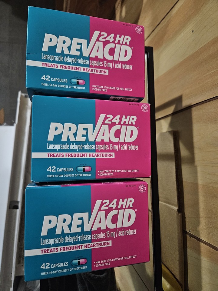 3 Boxes Of Prevacid 24HR Lansoprazole Delayed-Release Capsules, 42 ...