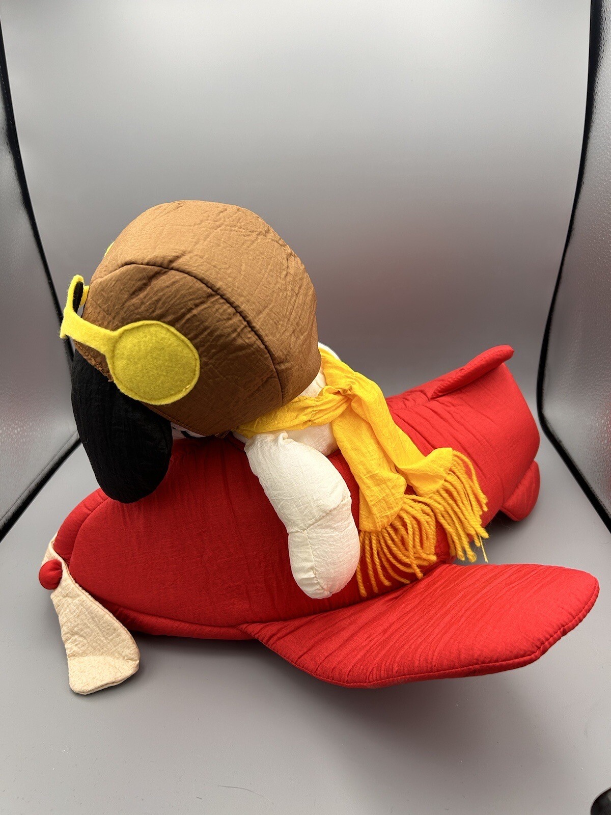 Vintage 1968 Peanuts Red Baron Snoopy Plush Airplane Cap Yellow Scarf ...