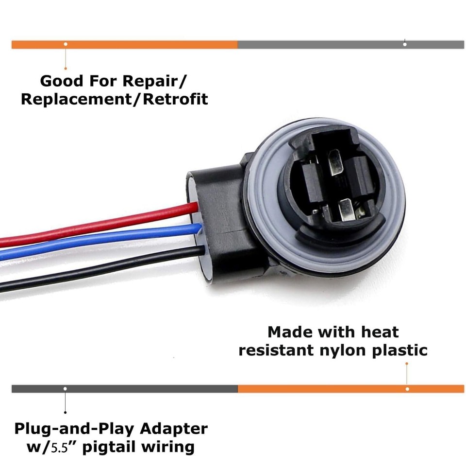 2pc 3157 4157 Bulb Socket Pig Tail Harness Wire Plug For Turn Signal ...