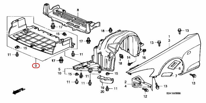 HONDA Genuine S2000 Under Engine Radiator Cover 74112-S2A-010 OEM | eBay