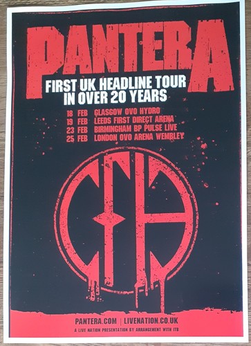 Pantera - live band music show 2025 promotional tour concert gig poster ...