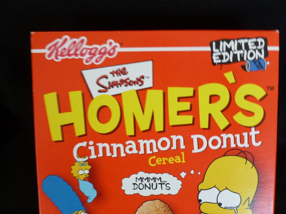 Homer's Cinnamon Donut Cereal Box Kellogg's EMPTY Limited Edition The ...
