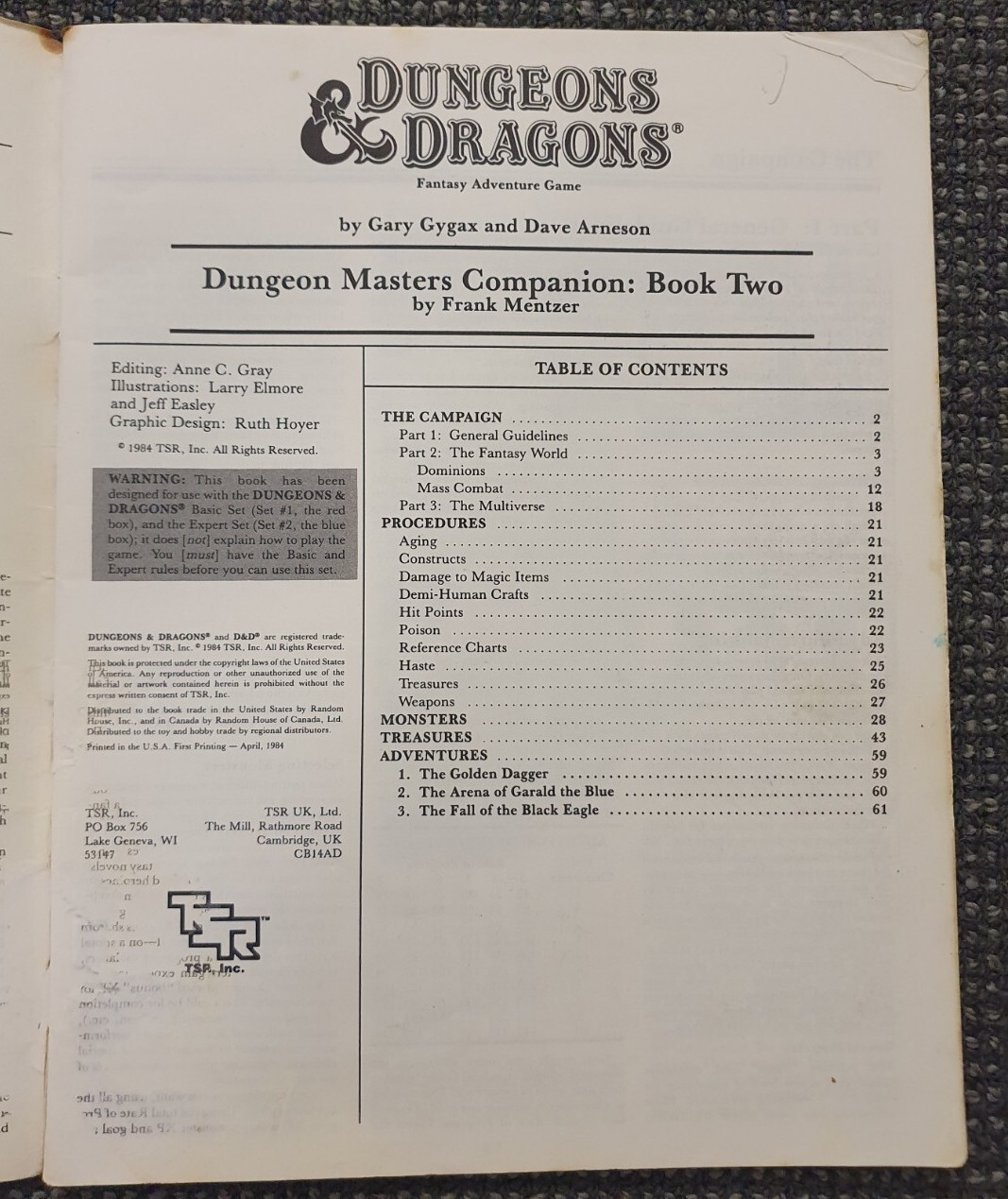 🔶️TSR DUNGEONS & DRAGONS '84 DUNGEON MASTERS + PLAYERS COMPANION D&D ...