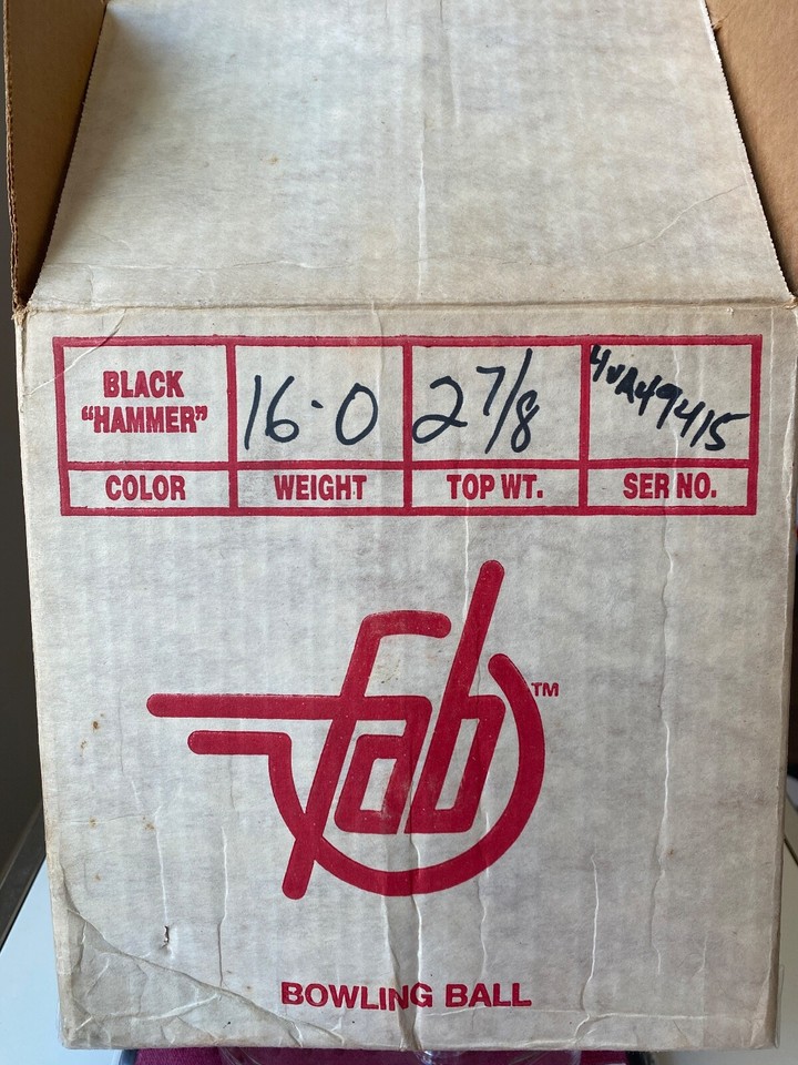 UNDRILLED RARE ORIGINAL 1984 Faball FAB Black Hammer NEW 16 lbs Bowling ...