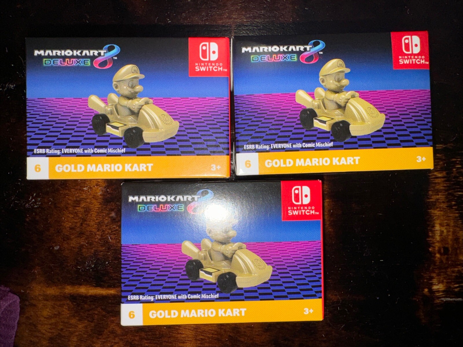 X3 McDonald’s Mariokart Happy Meal Toy - 3x Gold Mario Special Edition ...
