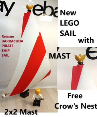 New LEGO Sail PIRATE BARRACUDA Triangle Red Mast Cloth SHIP BUILD Crow ...