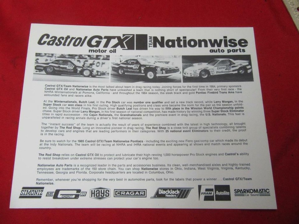 NOS Butch Leal Black Bird Car -Castrol GTX/Nationwise Auto Parts Racing ...