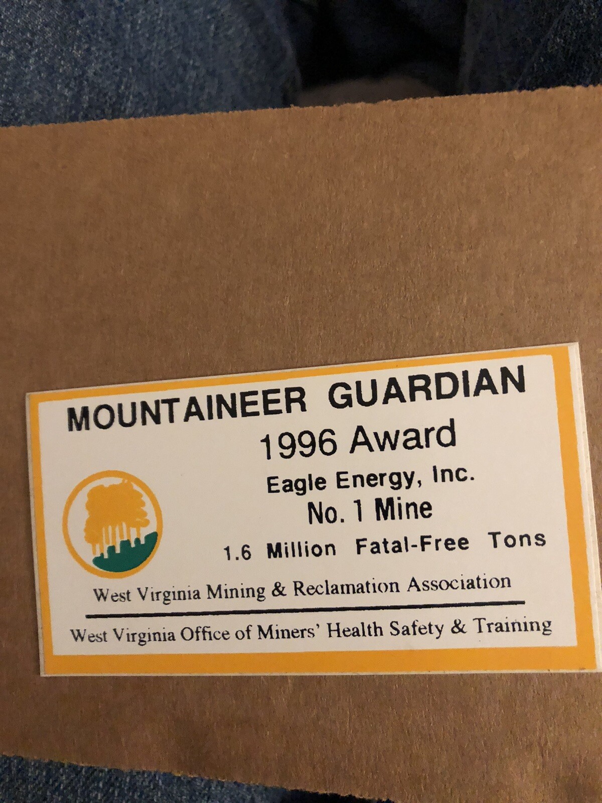 coal mining stickers nice older Mountaineer Guardian Award | eBay